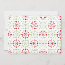 Green and Red Snowflake Double Sided Photo Card | Zazzle