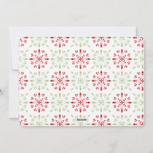 Green and Red Snowflake Double Sided Photo Card | Zazzle