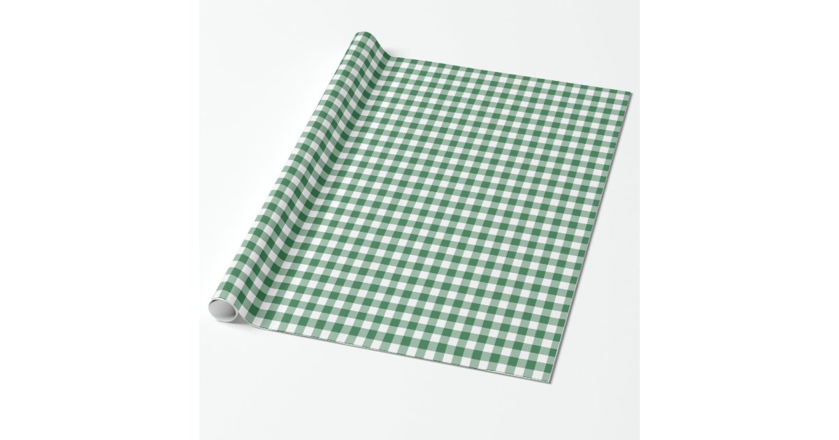 Green and White Check Gingham Wrapping Paper | Zazzle