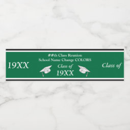 Green and White Class Reunion Water Bottle Labels | Zazzle