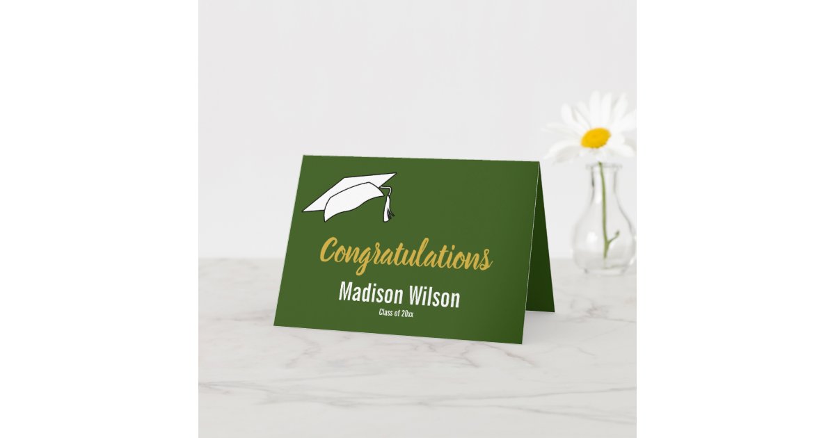 Green and White Congratulations Graduation Card | Zazzle