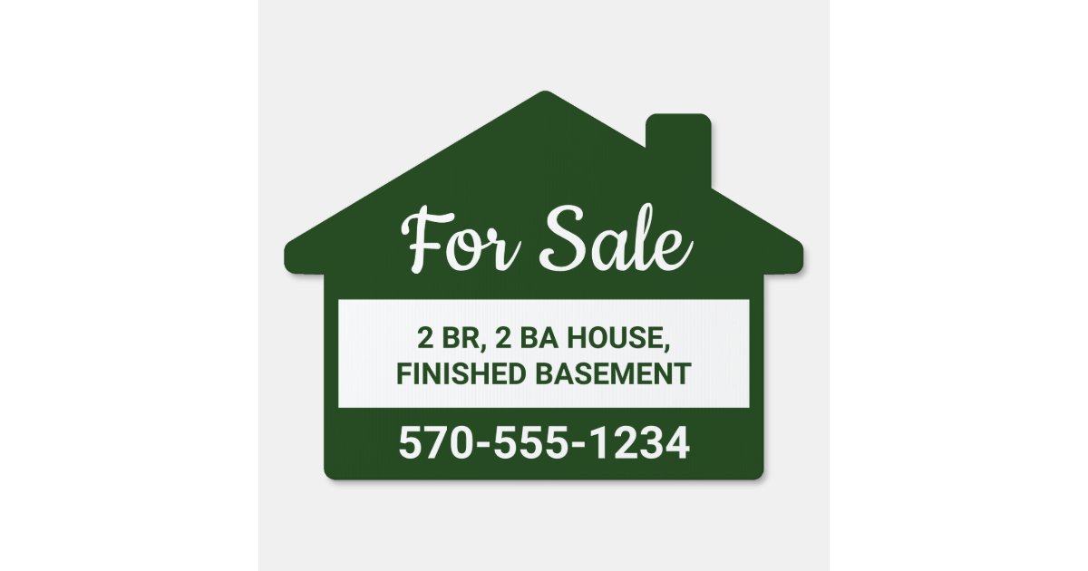 Green and White Cute House For Sale by Owner Sign | Zazzle