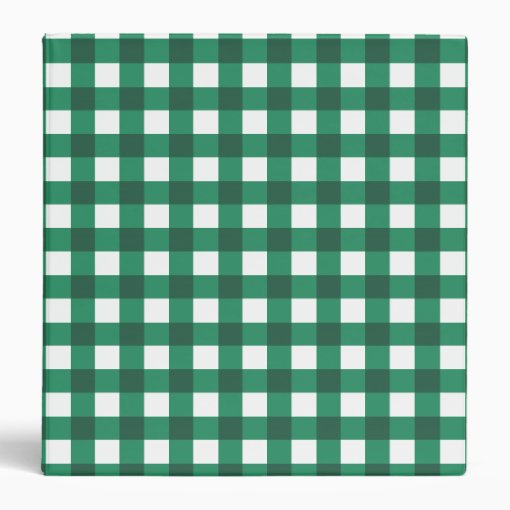 Green And White Gingham Check Pattern 3 Ring Binder | Zazzle