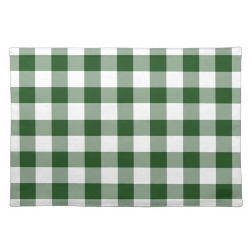 Green and White Gingham Pattern Cloth Placemat | Zazzle