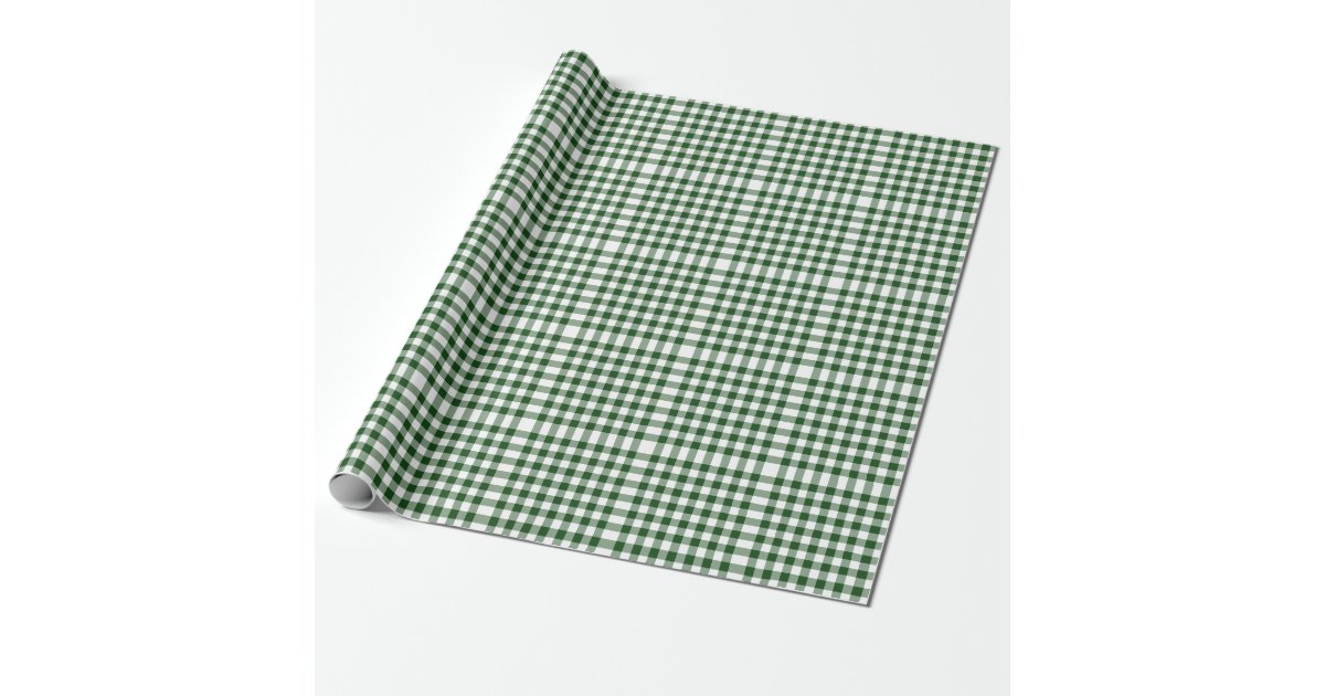 Green and White Gingham Pattern Wrapping Paper | Zazzle