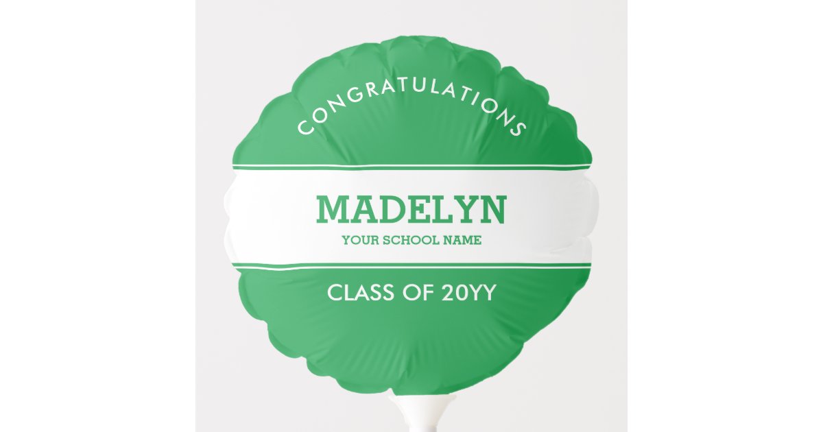 Green and White Graduation Custom Balloon | Zazzle