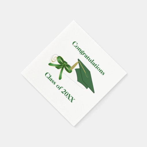 Green and White Graduation Party Paper Napkins | Zazzle