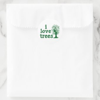 Green and White I Love Trees Sticker | Zazzle