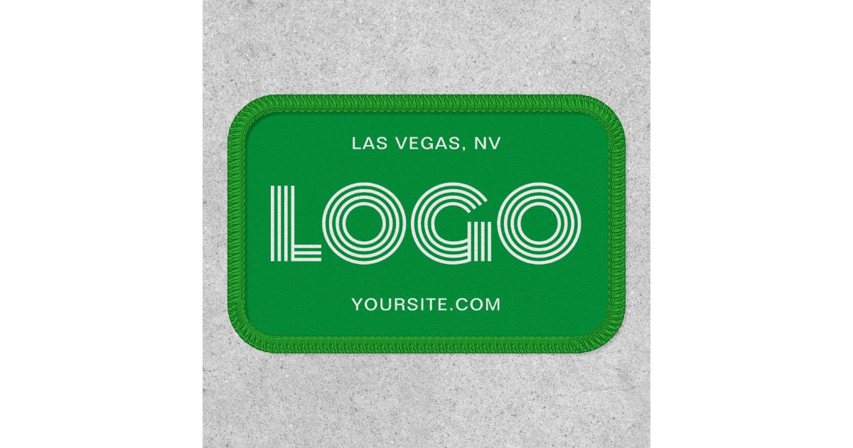 Green and White Modern Rectangular Logo Patch | Zazzle