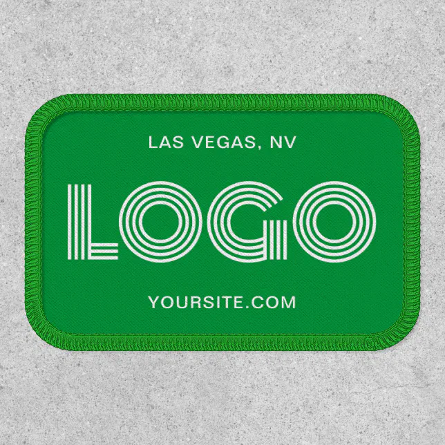 Green and White Modern Rectangular Logo Patch | Zazzle