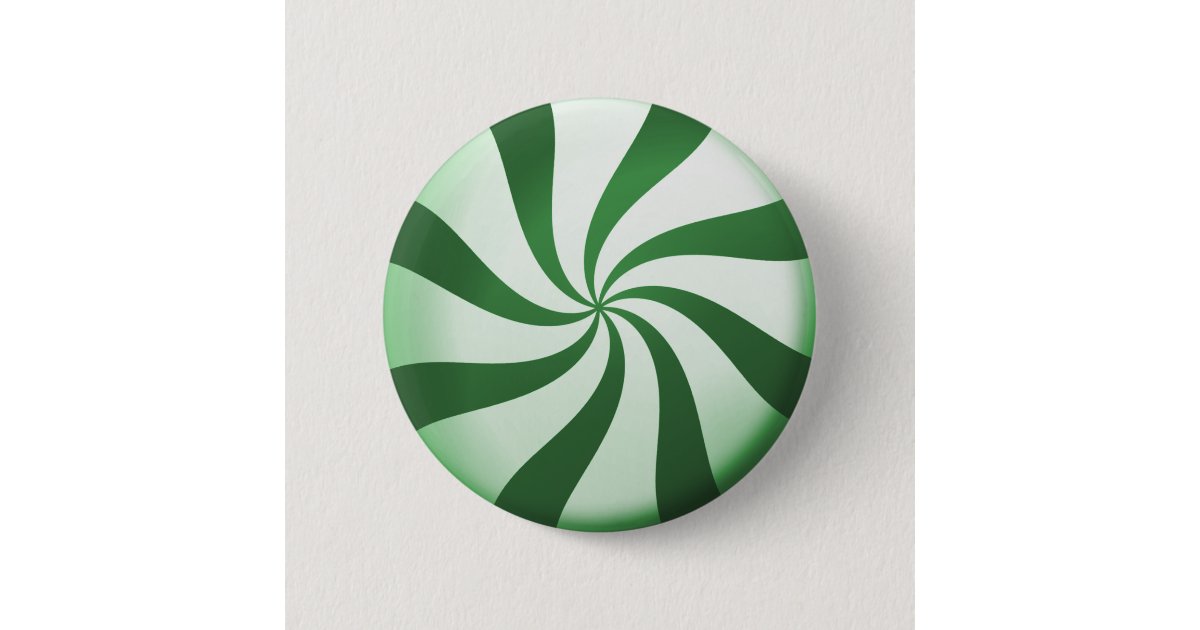 Green and White Peppermint Candy Button | Zazzle