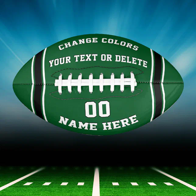 Green and White Personalized Footballs, Your Color Football | Zazzle