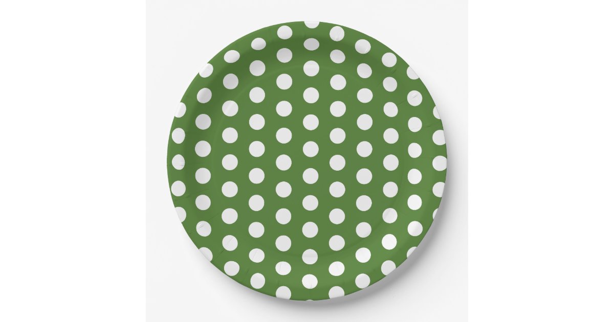 Green and White Polka Dot Party Paper Plates | Zazzle