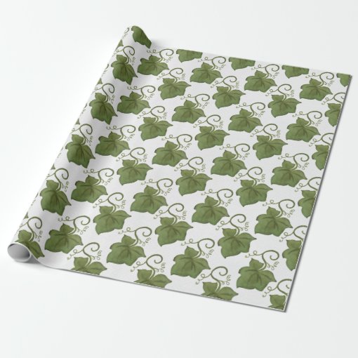 Green and White Pumpkin Vines Wrapping Paper | Zazzle