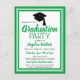 Green and White School Colors Grad Party Invitation Postcard | Zazzle