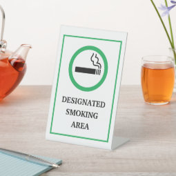 Green and White Smoking Area Metal A-Frame Pedestal Sign | Zazzle