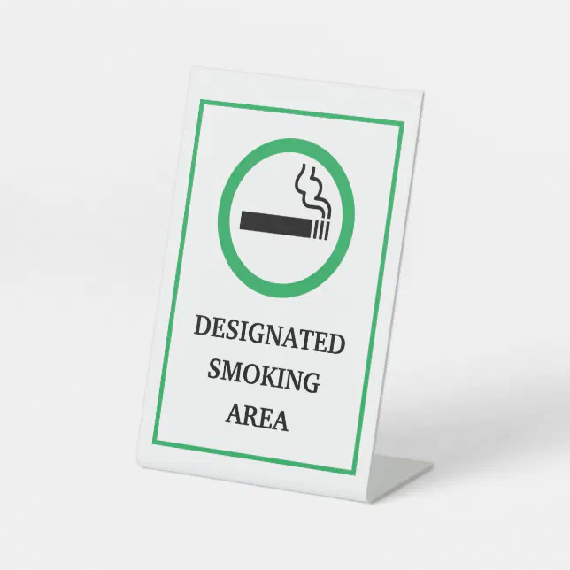 Green and White Smoking Area Metal A-Frame Pedestal Sign | Zazzle