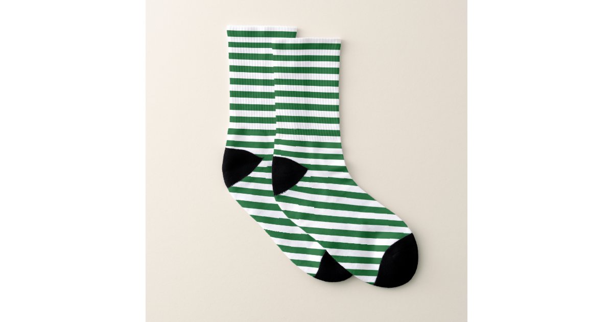 Green and White Stripes Socks | Zazzle