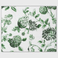 Green And White Vintage Botanical Floral Toile Wrapping Paper | Zazzle