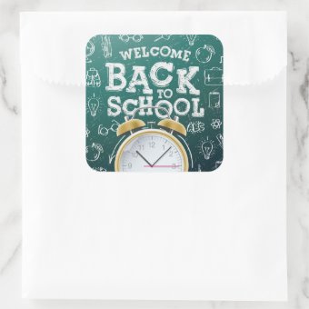 Green and White Welcome Back to School Square Sticker | Zazzle
