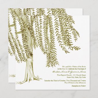 Green and White Willow Tree Wedding Invitation | Zazzle