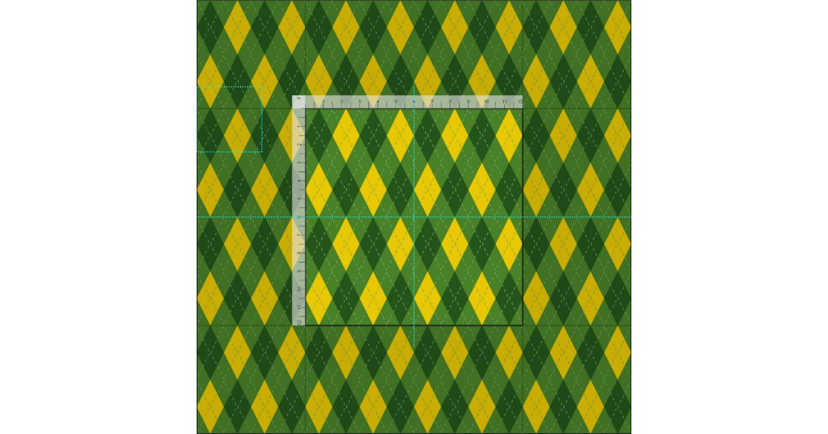 Green and Yellow Argyle Pattern Fabric | Zazzle