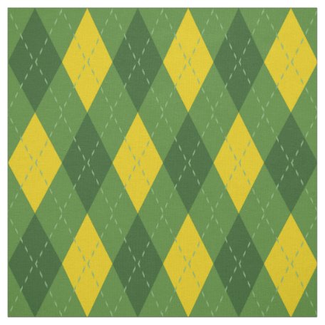Green and Yellow Argyle Pattern Fabric | Zazzle