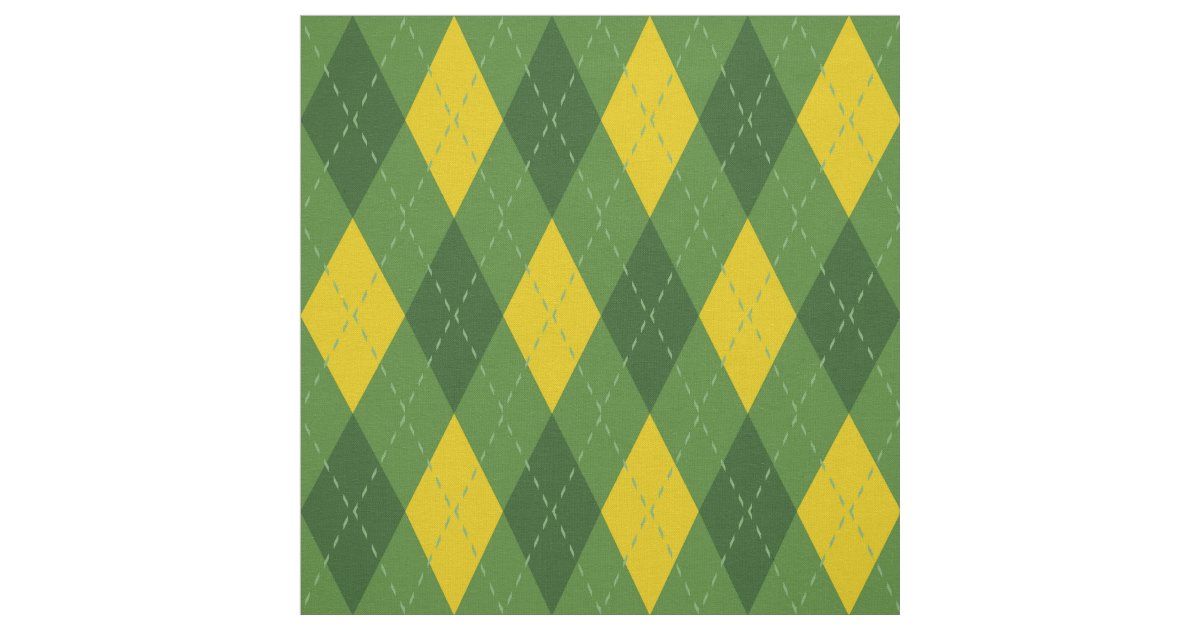 Green and Yellow Argyle Pattern Fabric | Zazzle