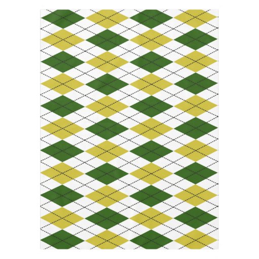 Green and Yellow Argyle Pattern Tablecloth | Zazzle