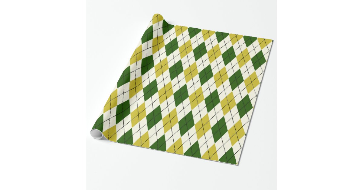 Green and Yellow Argyle Pattern Wrapping Paper | Zazzle.com