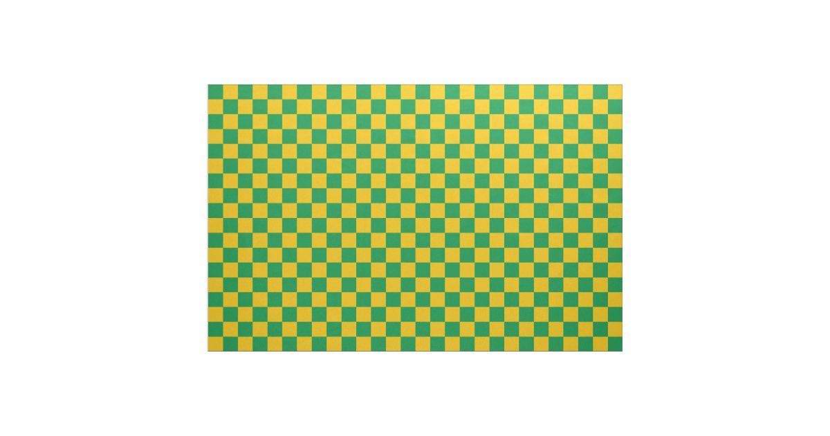 Green and yellow checkerboard pattern fabric | Zazzle