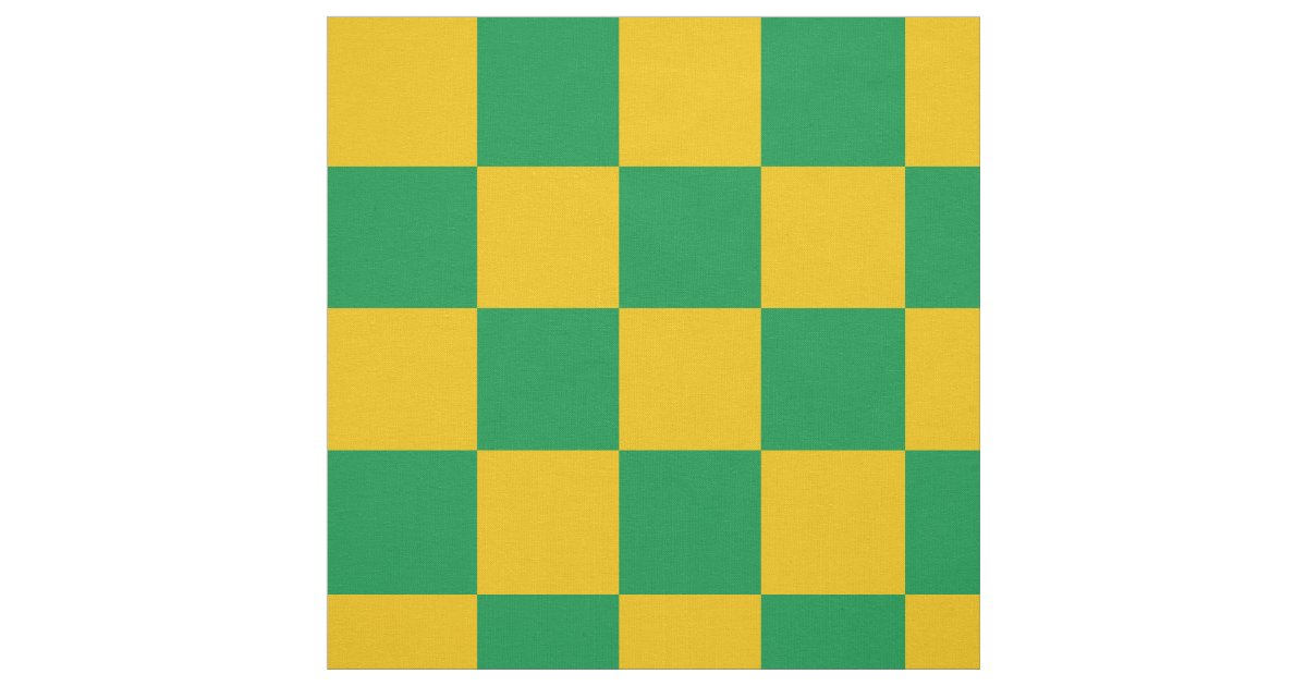 Green and yellow checkerboard pattern fabric | Zazzle