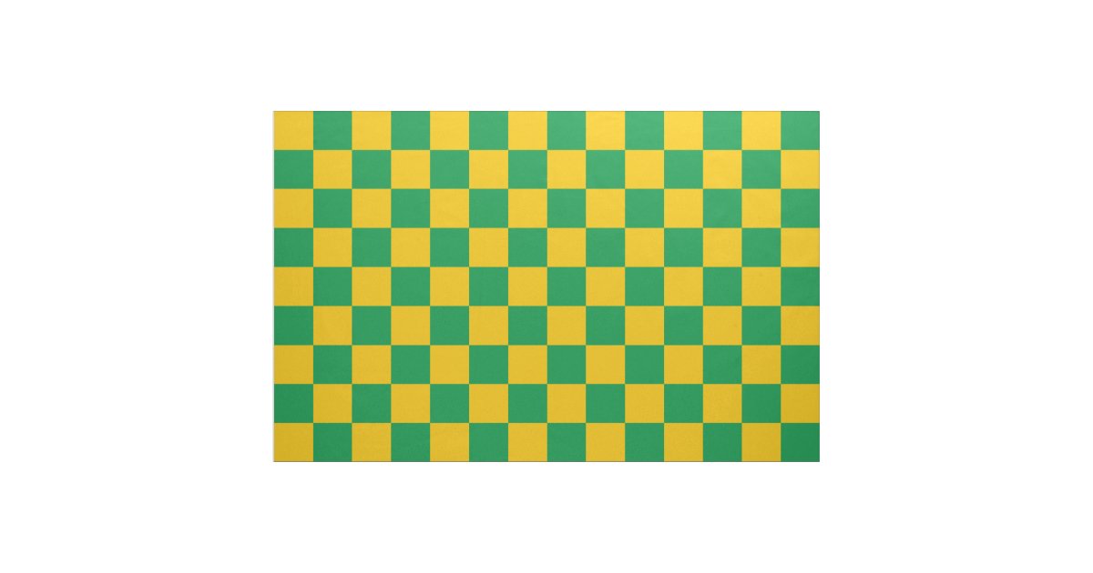 Green and yellow checkerboard pattern fabric | Zazzle