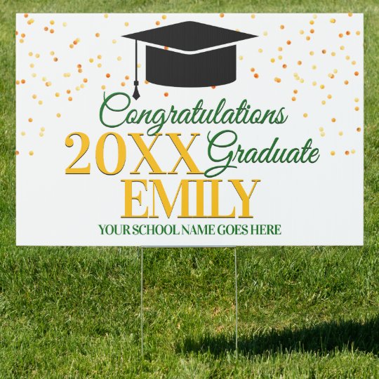 Green and Yellow Congratulations Graduate Sign | Zazzle.com