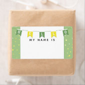Green and Yellow Cute Hello My Name Is Sticker | Zazzle