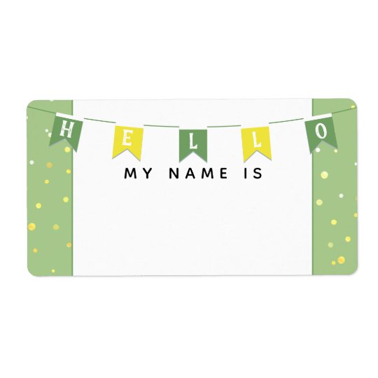 Green and Yellow Cute Hello My Name Is Sticker | Zazzle.com