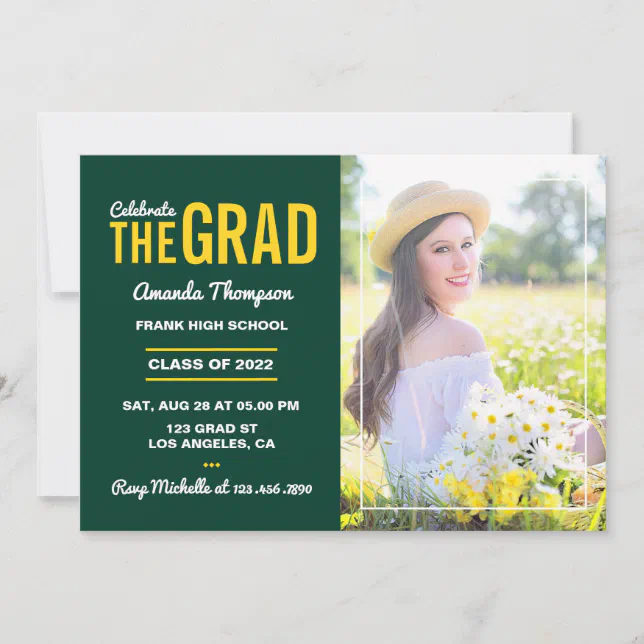 Green and Yellow Gold Graduation Party Invitation | Zazzle