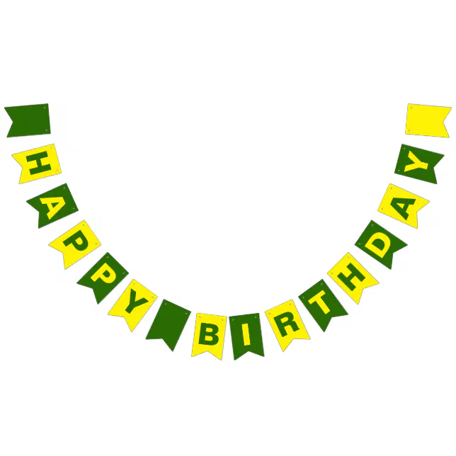 Green and Yellow Happy Birthday Bunting Flags | Zazzle