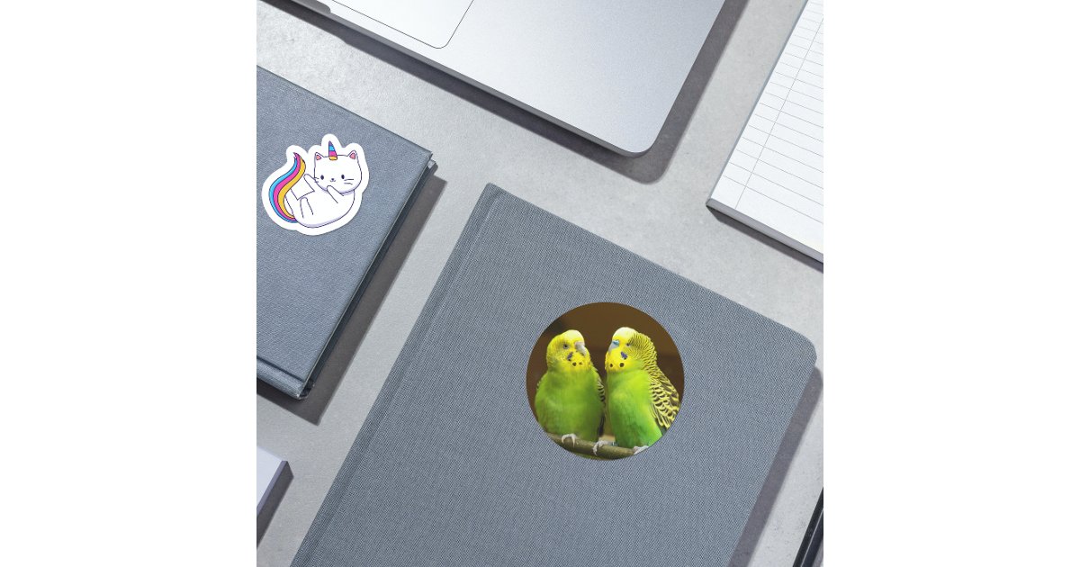 Green and Yellow Parakeets Classic Round Sticker | Zazzle