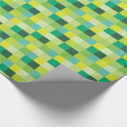 Green and Yellow Pixelated Pattern | Pixel Art Wrapping Paper | Zazzle