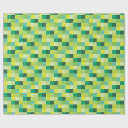 Green and Yellow Pixelated Pattern | Pixel Art Wrapping Paper | Zazzle