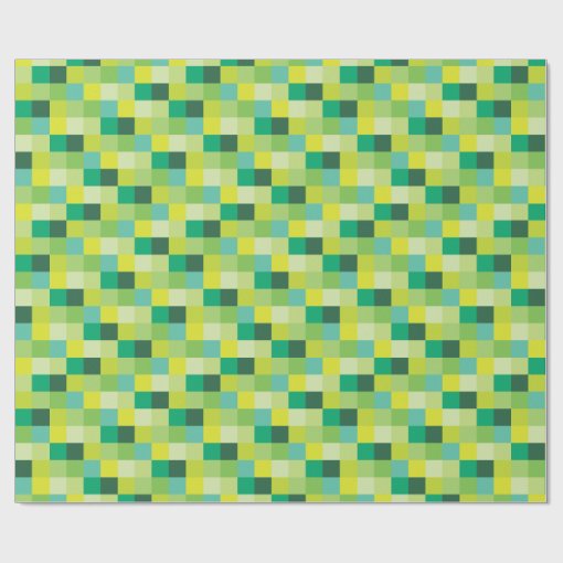Green and Yellow Pixelated Pattern | Pixel Art Wrapping Paper | Zazzle