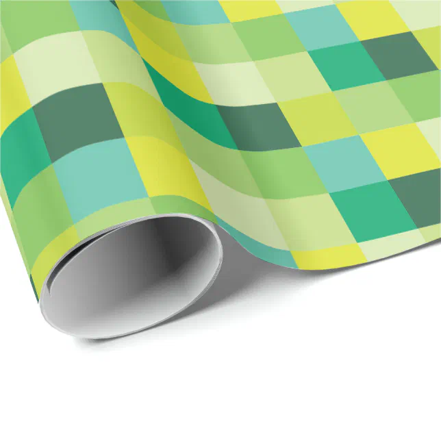 Green and Yellow Pixelated Pattern | Pixel Art Wrapping Paper | Zazzle