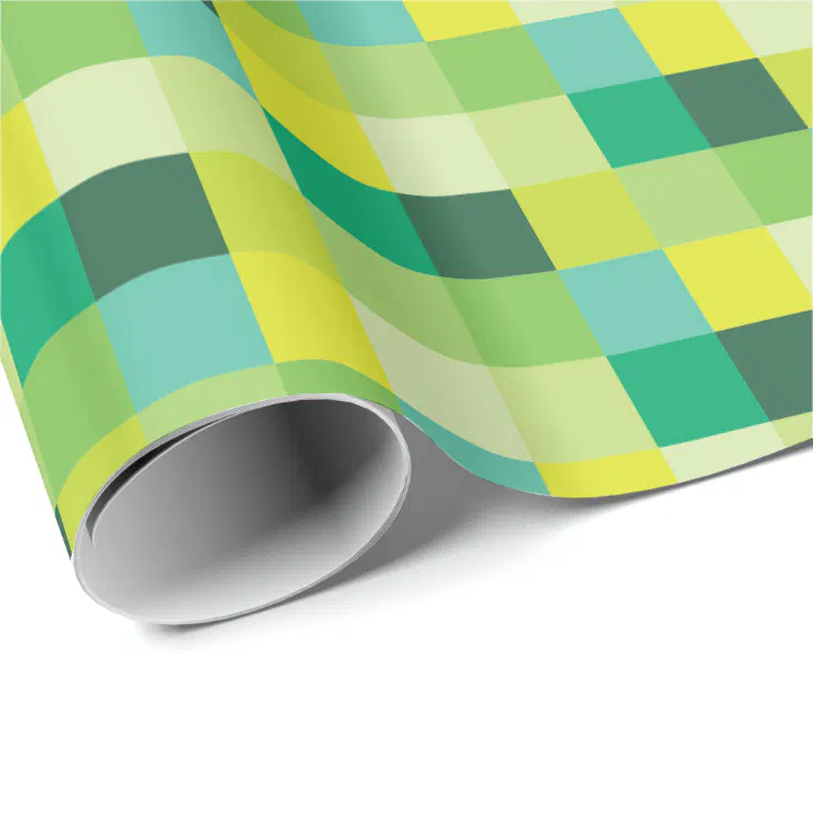 Green and Yellow Pixelated Pattern | Pixel Art Wrapping Paper | Zazzle