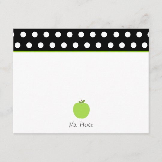 Green Apple / Black With White Polka Dots Note Card | Zazzle.com