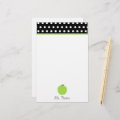 Green Apple / Black With White Polka Dots Stationery | Zazzle