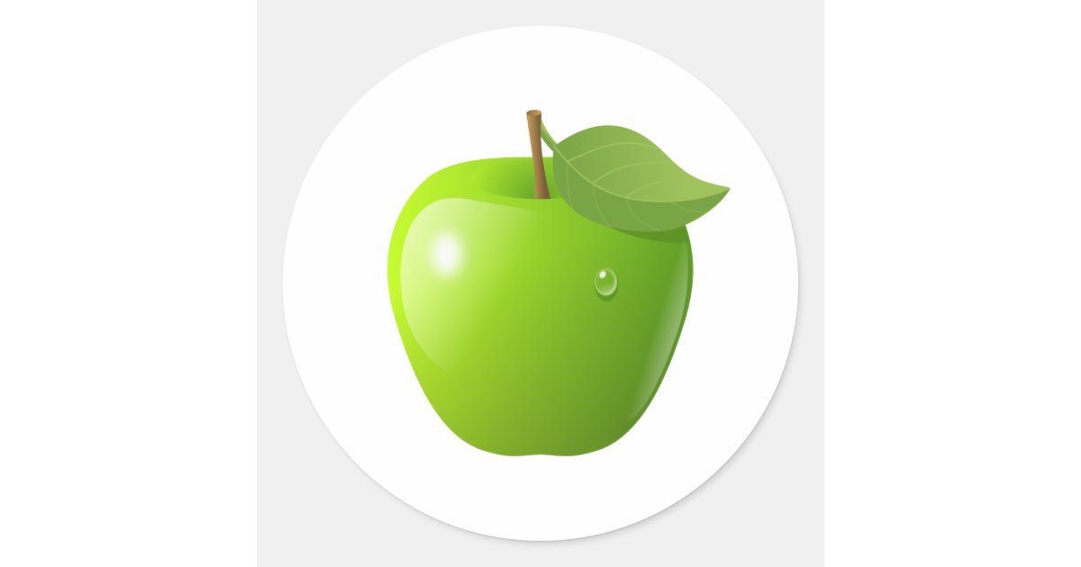 Green Apple Classic Round Sticker | Zazzle