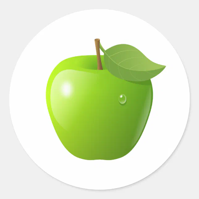 Green Apple Classic Round Sticker | Zazzle