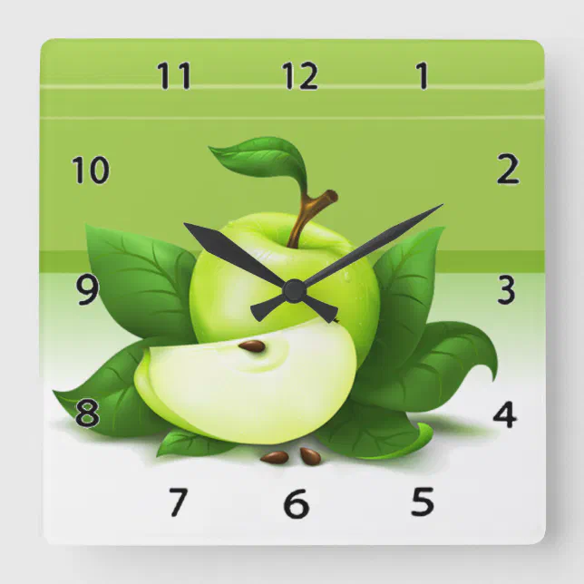 Green Apple Clock | Zazzle