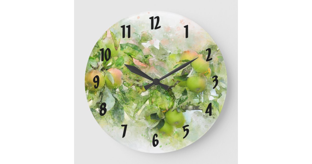 Green Apple Kitchen Clock | Zazzle